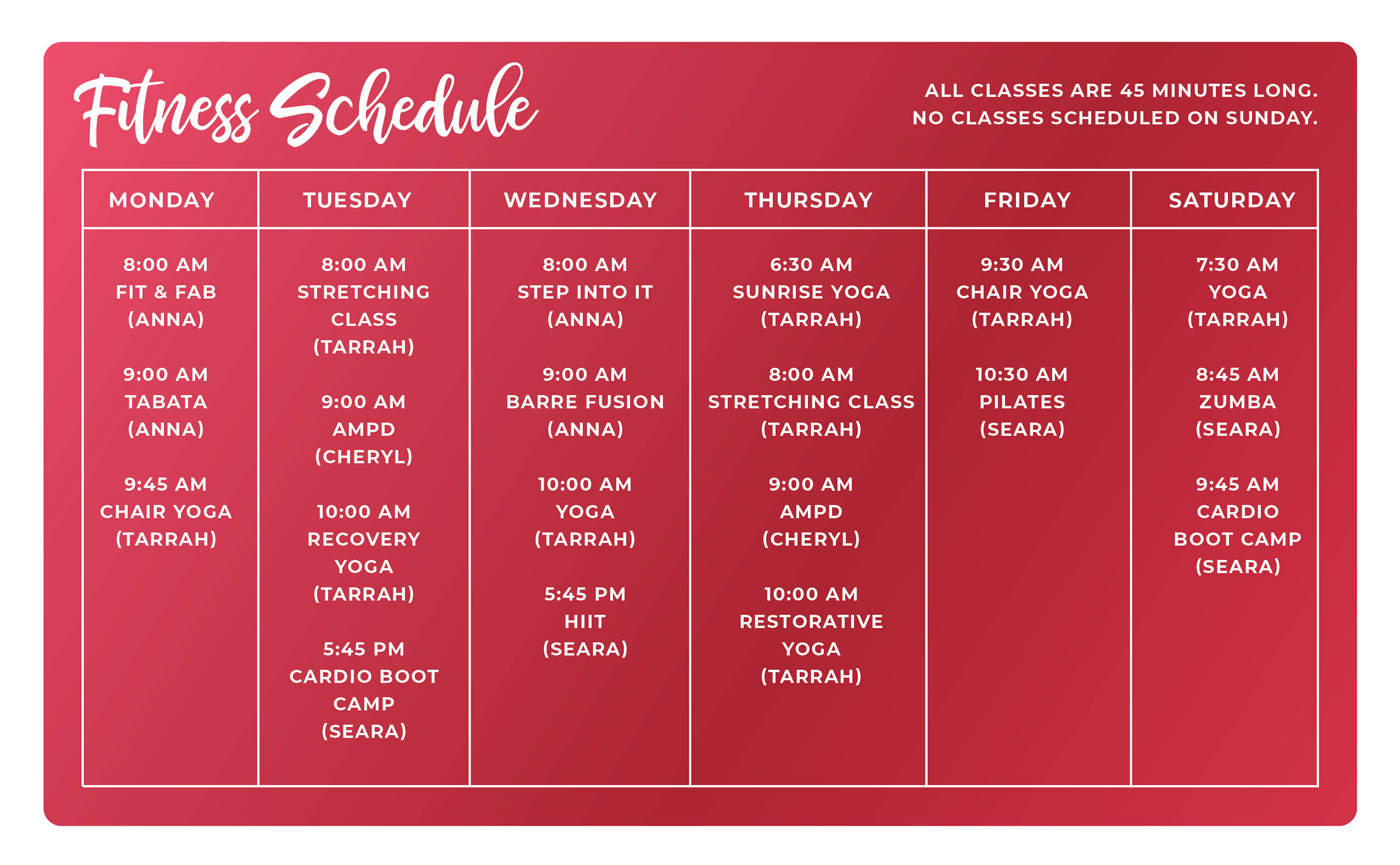 Fitness Class Schedule - Glenmoor Country Club